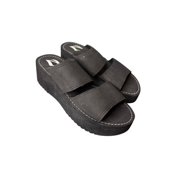 Shoes | Platform Slide Sandals Black Sz 5 Double Straps Open Toe ...
